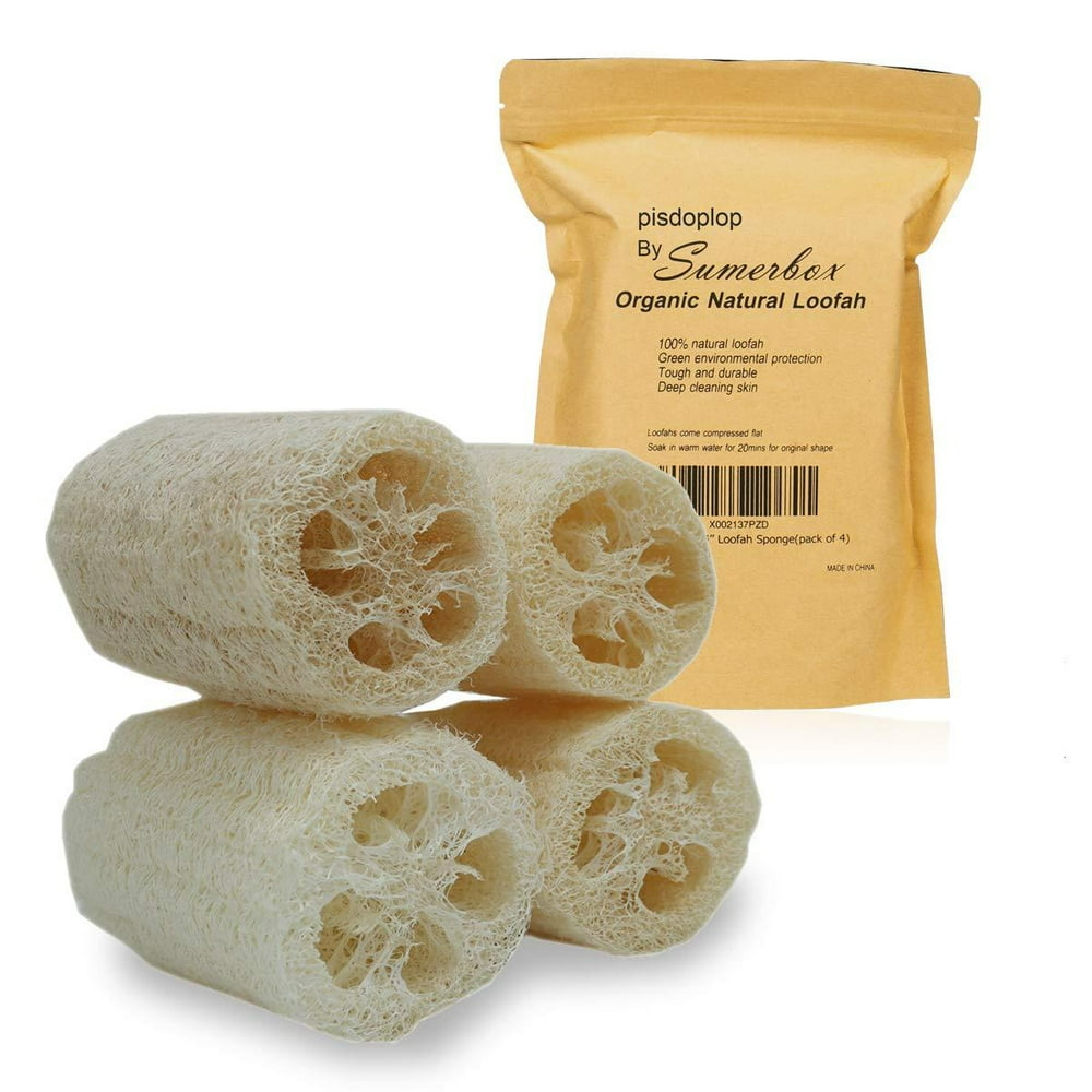 Pisdoplop 4 Natural Loofah Exfoliating Body Sponge Scrubber For Skin