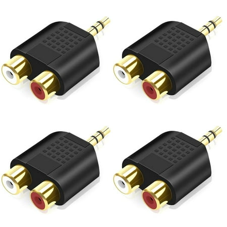 Xizioo 4 Pack 3.5mm to RCA Splitter, 3.5mm Male to Dual RCA Female ...