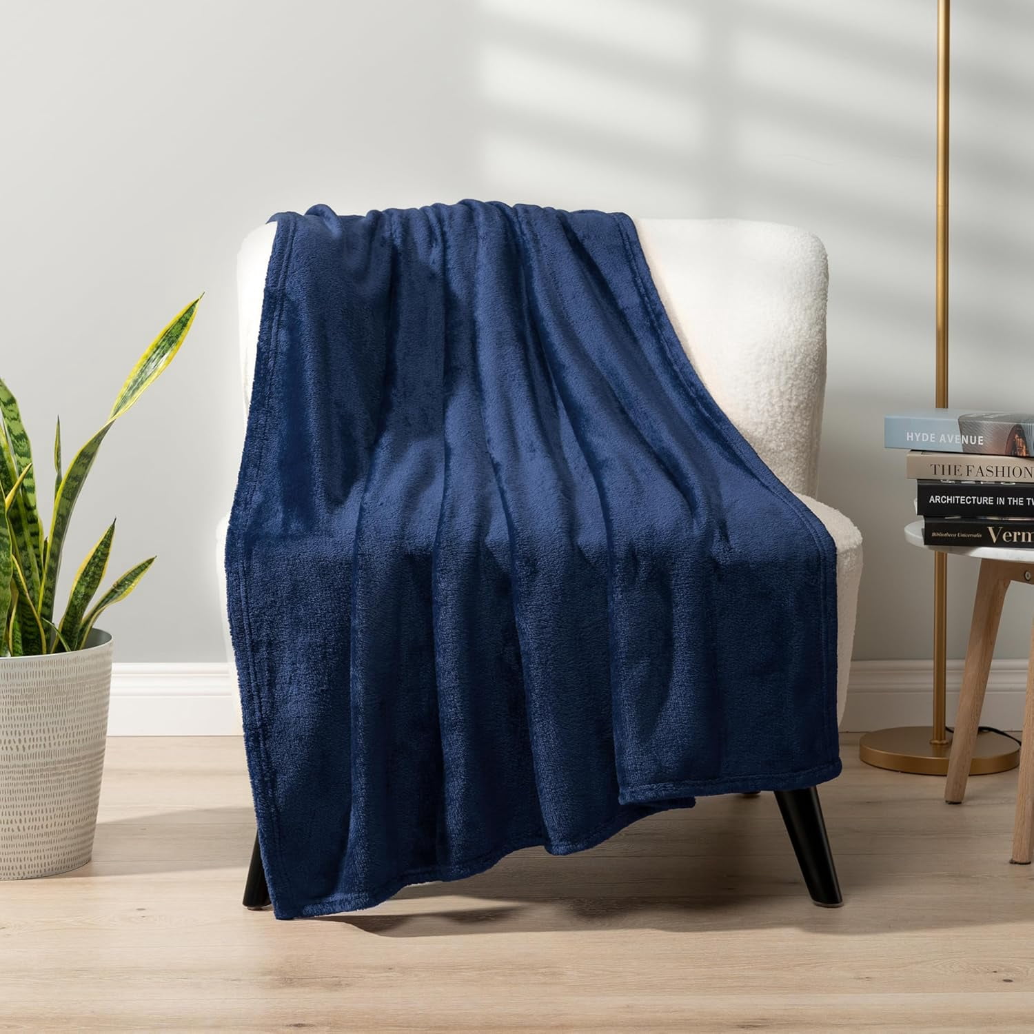 Navy Blue Fleece Throw Blanket for Couch, Dark Blue Super Soft Fuzzy ...