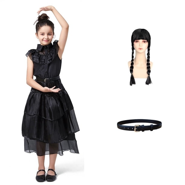 Vestido Malla Gótico Disfraz Halloween Traje para Niña Múltiples Capas ...