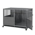 Pefilos 47" Heavy Duty Dog Crate Pet Cages with Tray, Movable Wheels ...