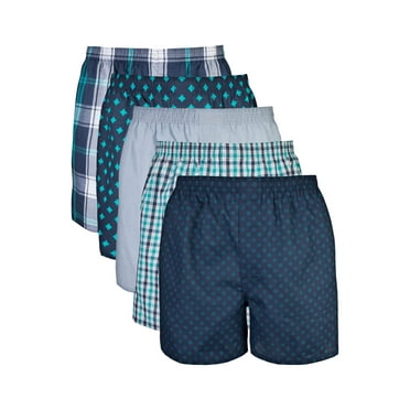 Men's Dual Defense Woven Plaid Tartan Boxers, 5 Pack - Walmart.com
