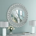 SHYFOY Jeweled Accent Wall Mirror 33.85 Inches Round Sparkly Decorative Mirrors for Wall Decor ...