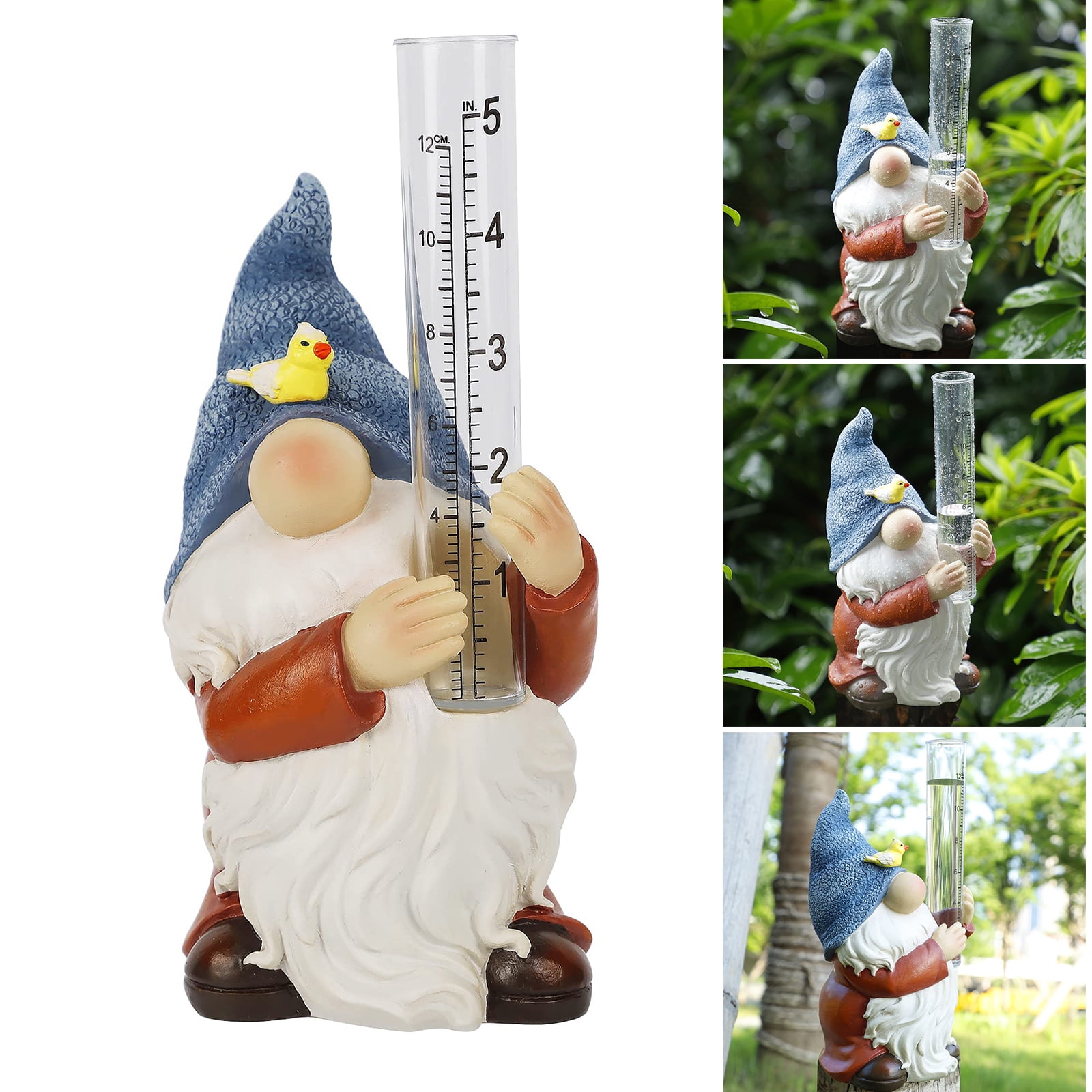 Dwarf Rain Gauge Garden Statue With Plastic Rain Gauge Hand-Painted ...