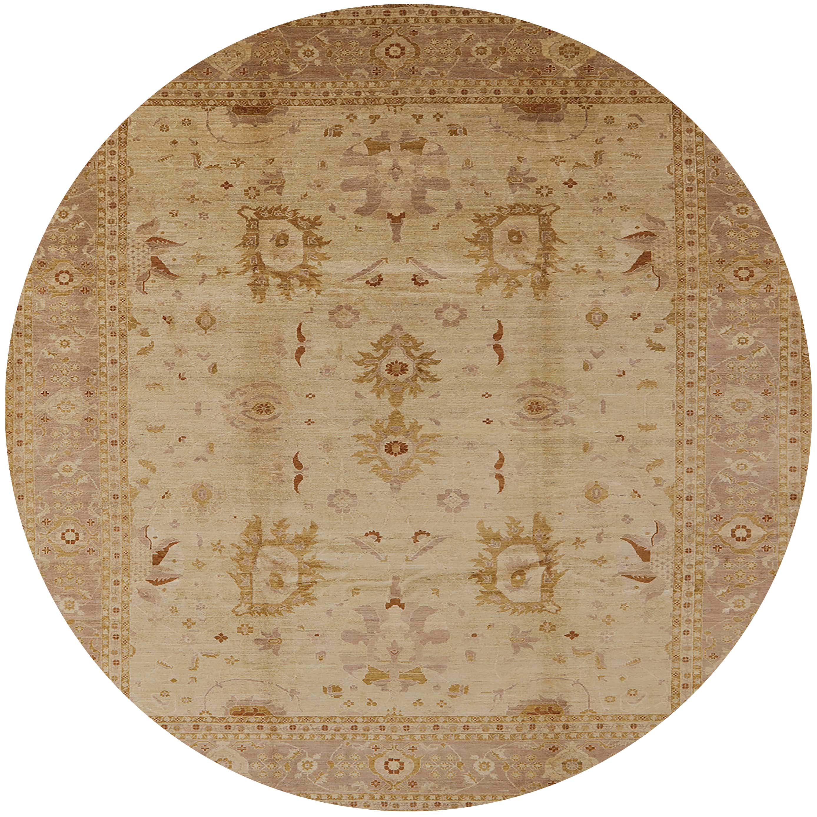 Ahgly Company Indoor Round Mid-Century Modern Brown Sand Brown Oriental ...