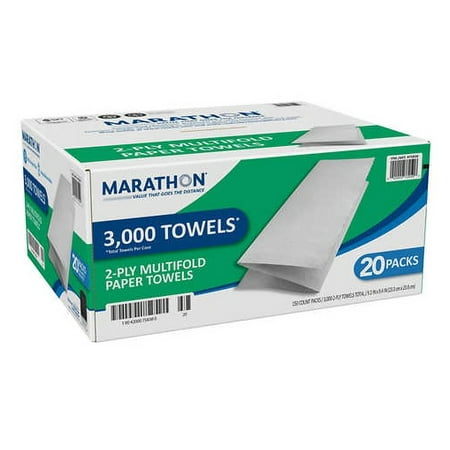 Marathon Multifold Paper Towels, 2-Ply, White, 3000 ct | Walmart Canada