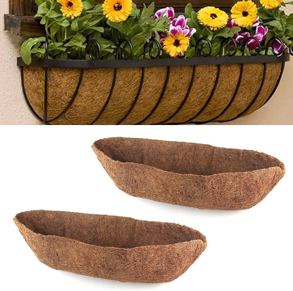 2 Pack Trough Coco Liner Fiber Replacement for Planters, Half Moon ...