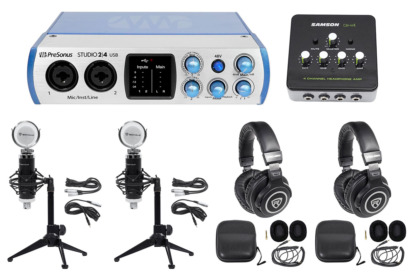 PRESONUS 2-Person Podcasting Podcast Recording Kit w/Mics+Headphones+(2 ...