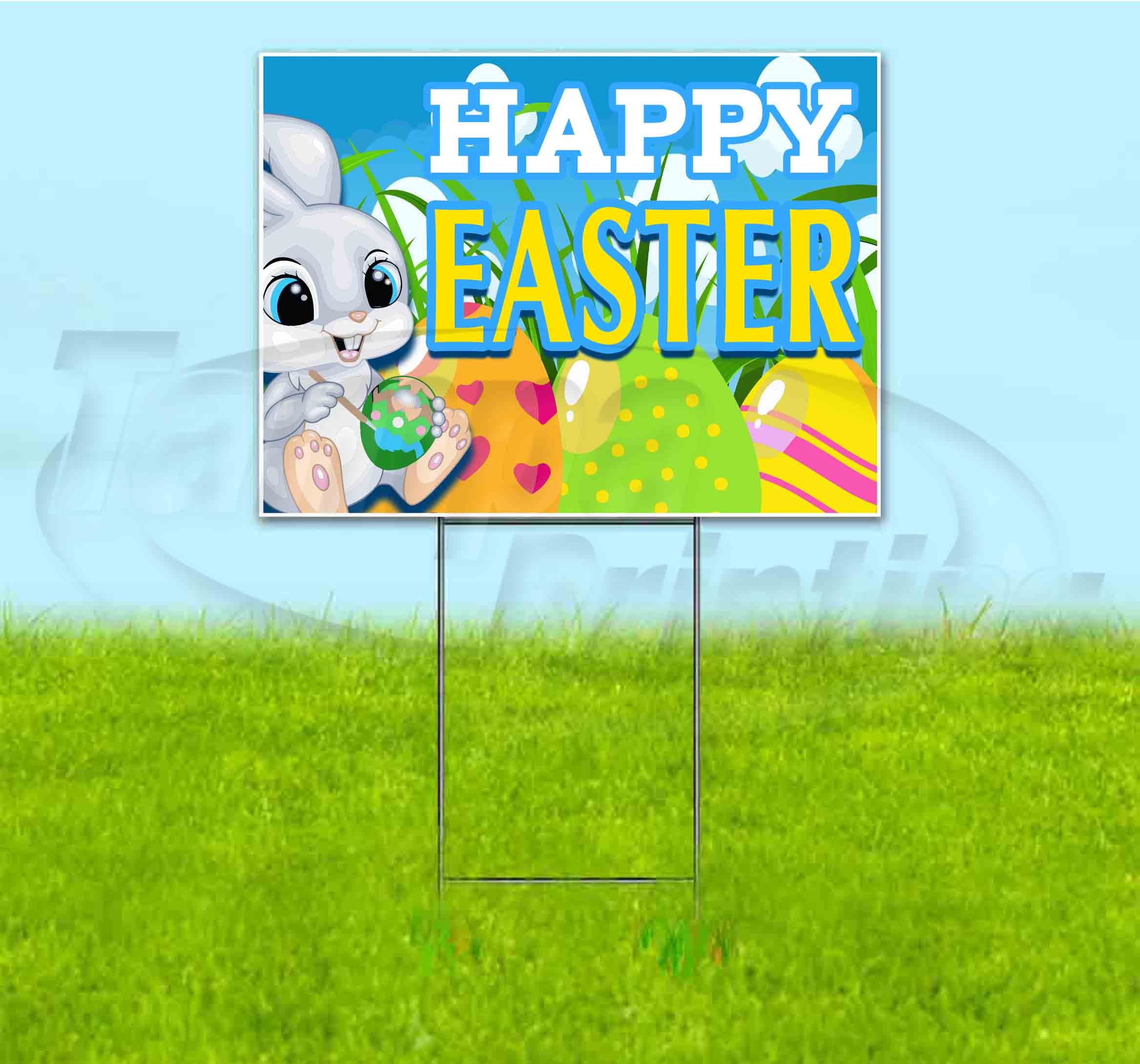 Happy Easter (18" x 24") Yard Sign, Includes Metal Step Stake - Walmart.com