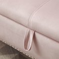 Velvet Rectangular Sofa Stool With Nailhead And Rolled Arm End Of Bed