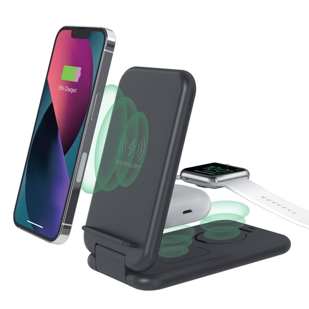 Merkury 3-in-1 Wireless Charging Station, 3-in-1 Wireless Charging ...