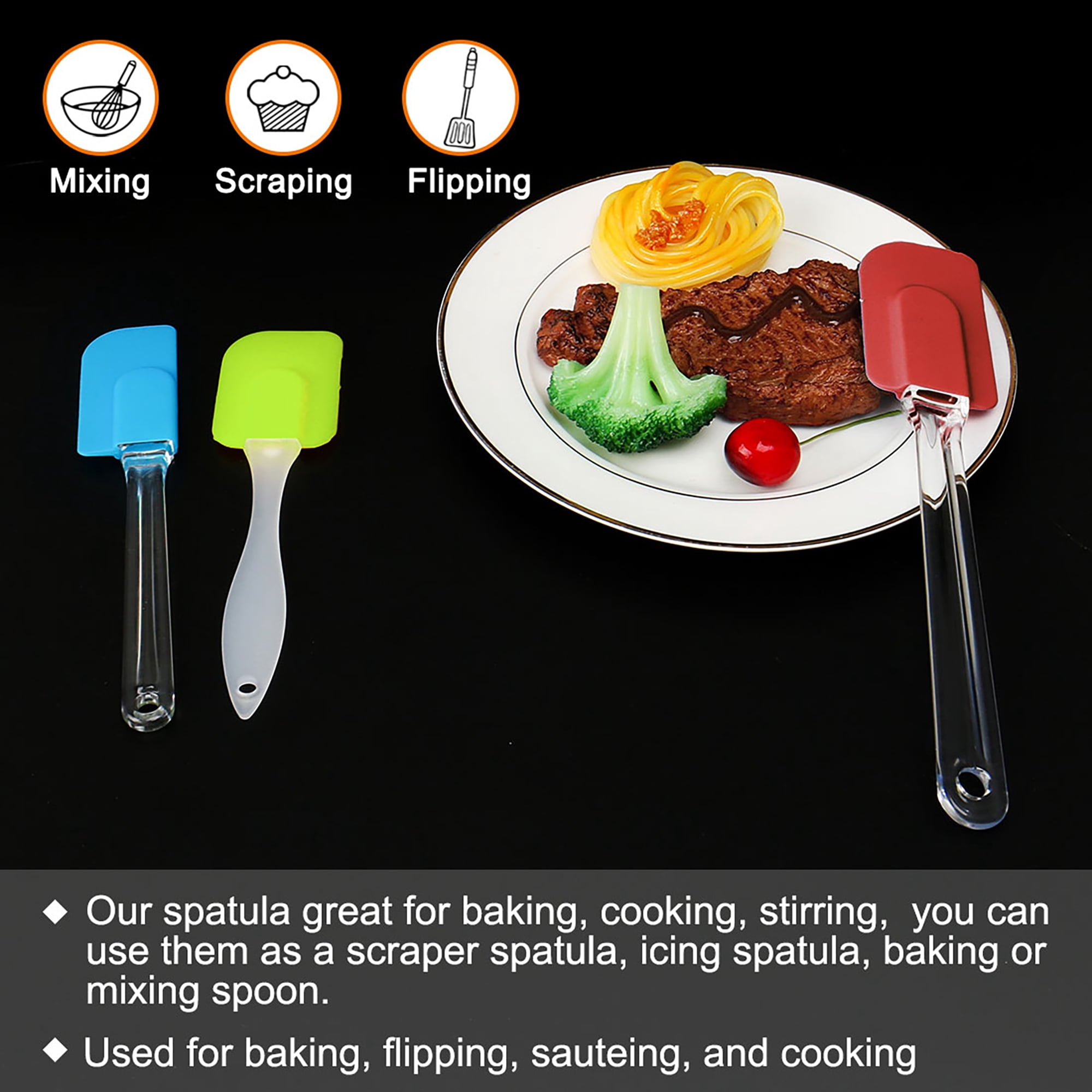 3pcs Kitchen Cooking Flexible Silicone Spatula Set Heat Resistant ...