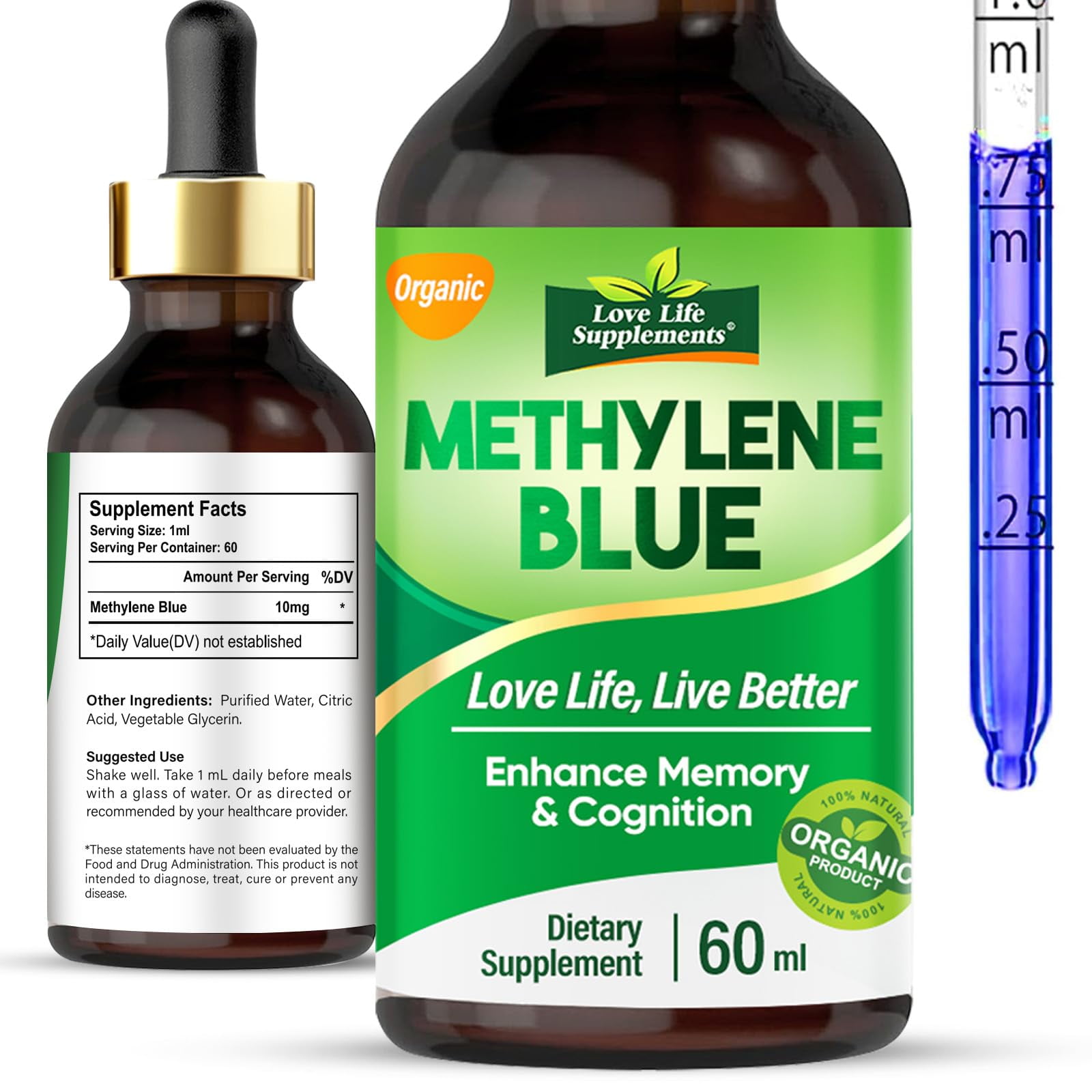 Suplemento Love Life Supplements azul de metileno, 60 ml | Walmart en línea
