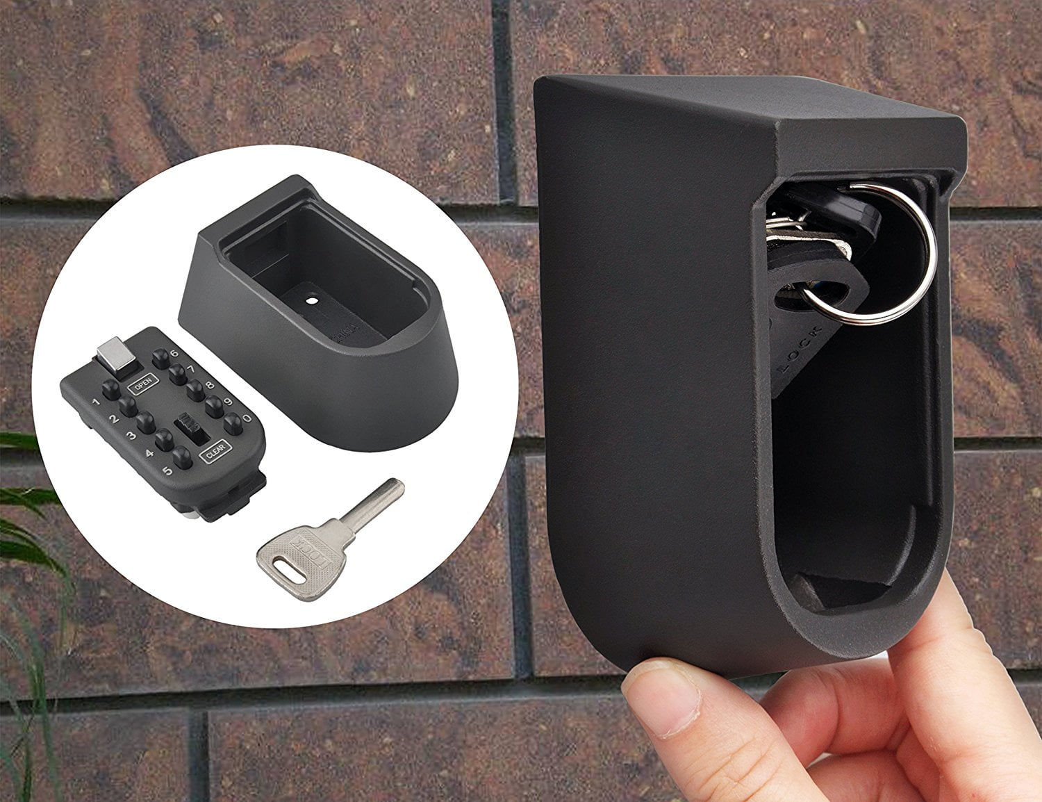 HURRISE 10-Digit Outdoor Key Safe Box Combination Security Keys Holder ...