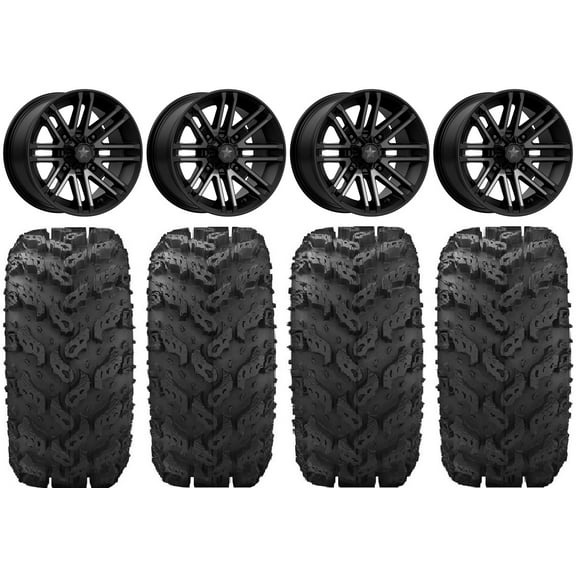 MSA Diesel 14" Wheels Black 30" Warrior AT Tires Yamaha Viking ...