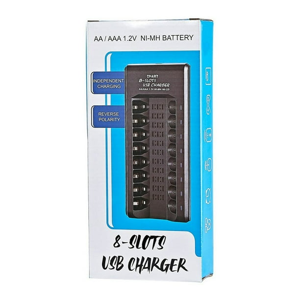 8 Slot Smart Battery Charger LED Display For AA / AAA NiMH Rechargeable ...