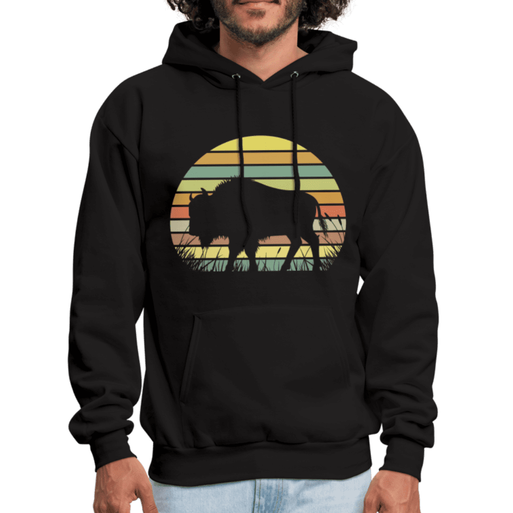 Great American Bison Buffalo Vintage Retro Sunset Hoodie - Walmart.com