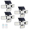 4Pcs Upgraded Solar Motion Sensor Flood Lights, 288 LED Remote Control ...