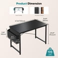 Black 47 Inch Computer Desk For Home Office Gaming Study With Storage ...