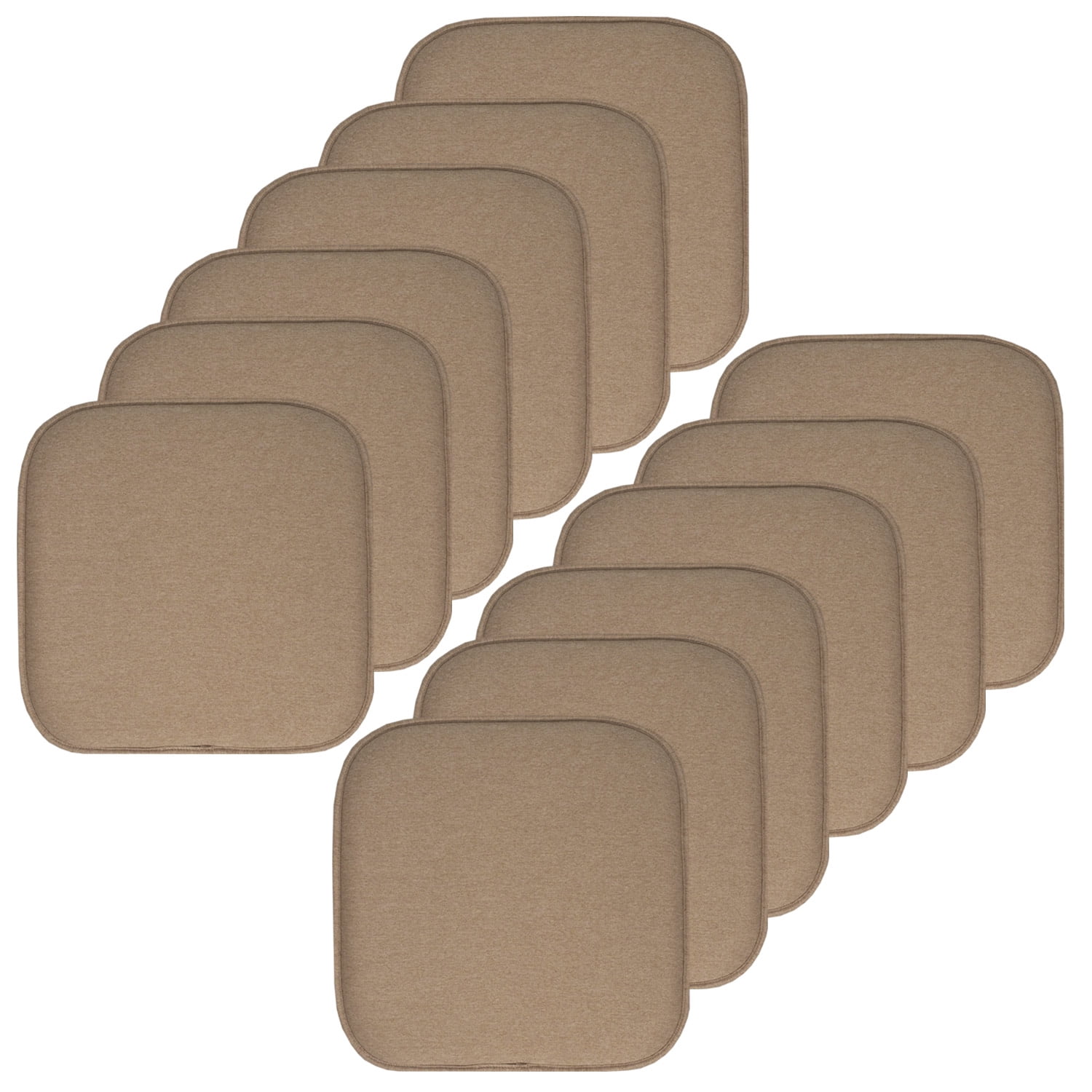 Charlotte Jacquard Cover 16" x 16" Memory Foam Chair Pad 12 Pack Taupe ...