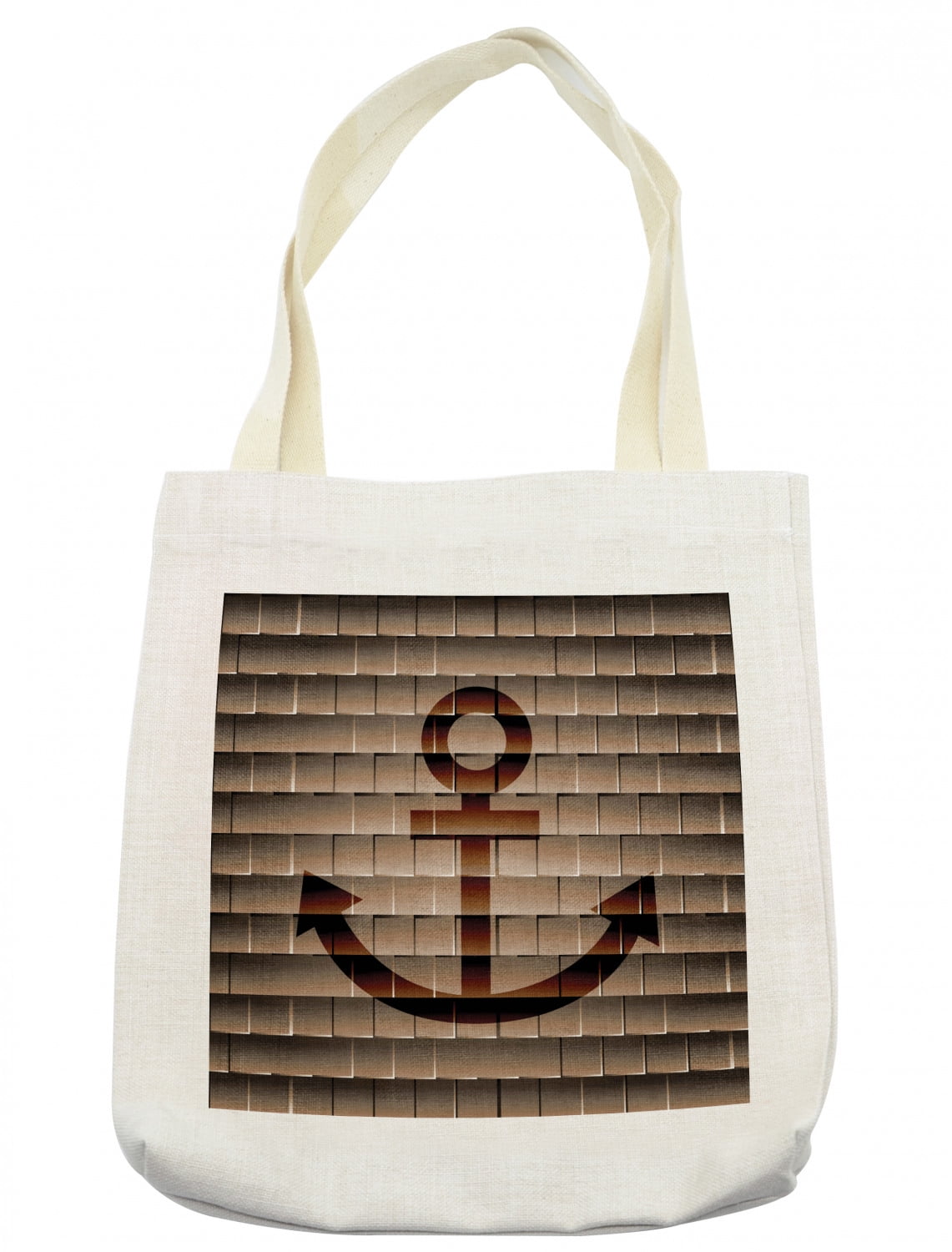 Anchor Tote Bag, Digital Nautical Anchor on Square Marine Life Theme ...