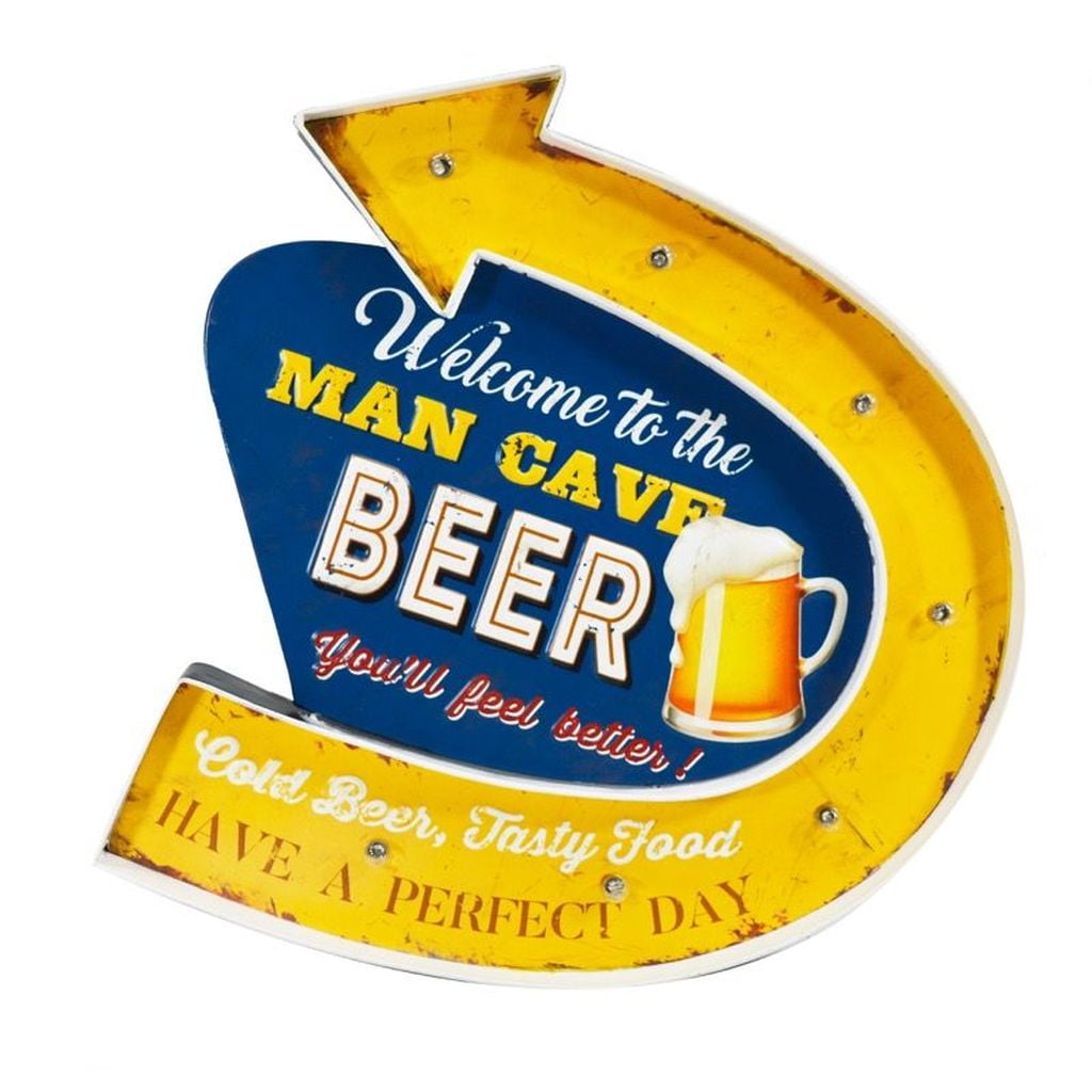 18 in Metal Rustic Lighted Embossed Man Cave Beer Arrow Sign - Walmart.com