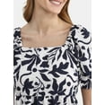 Time and Tru Women's Square Neck Midi Dress Sizes XS-4X with Puff ...