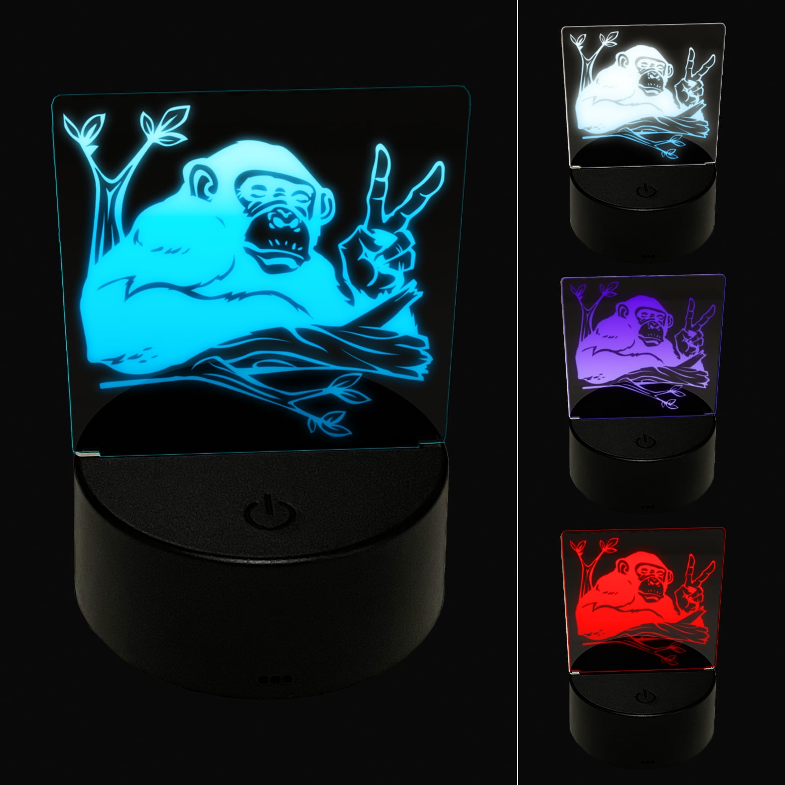 Peace Loving Bonobo Chimpanzee LED Night Light Sign 3D Illusion Desk ...