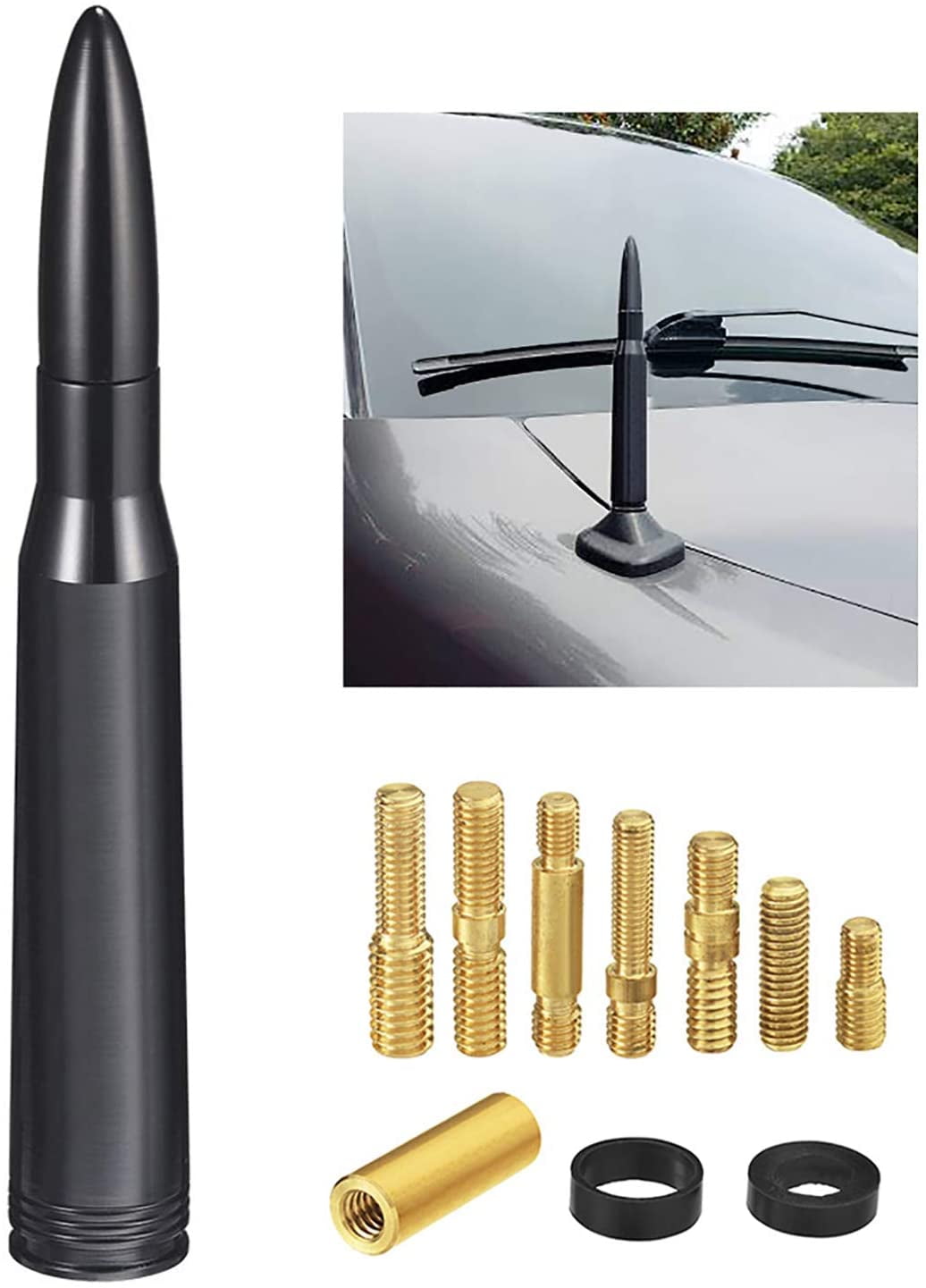 Bingfu Vehicle Stubby Antenna Mast Bullet Style Car Truck Antenna ...