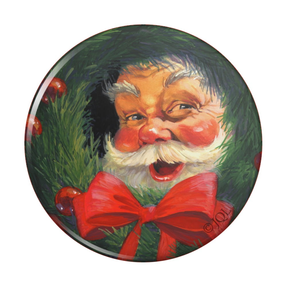 Christmas Holiday Santa Claus Wreath Pinback Button Pin - Walmart.com