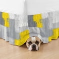 Abstract Art Bed Skirt Bed Skirts Queen Size 18 Inch Drop, Yellow Grey ...