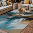 Abstract Paint Art Outdoor Rug, Blue Classic Orange Retro Texture Non ...