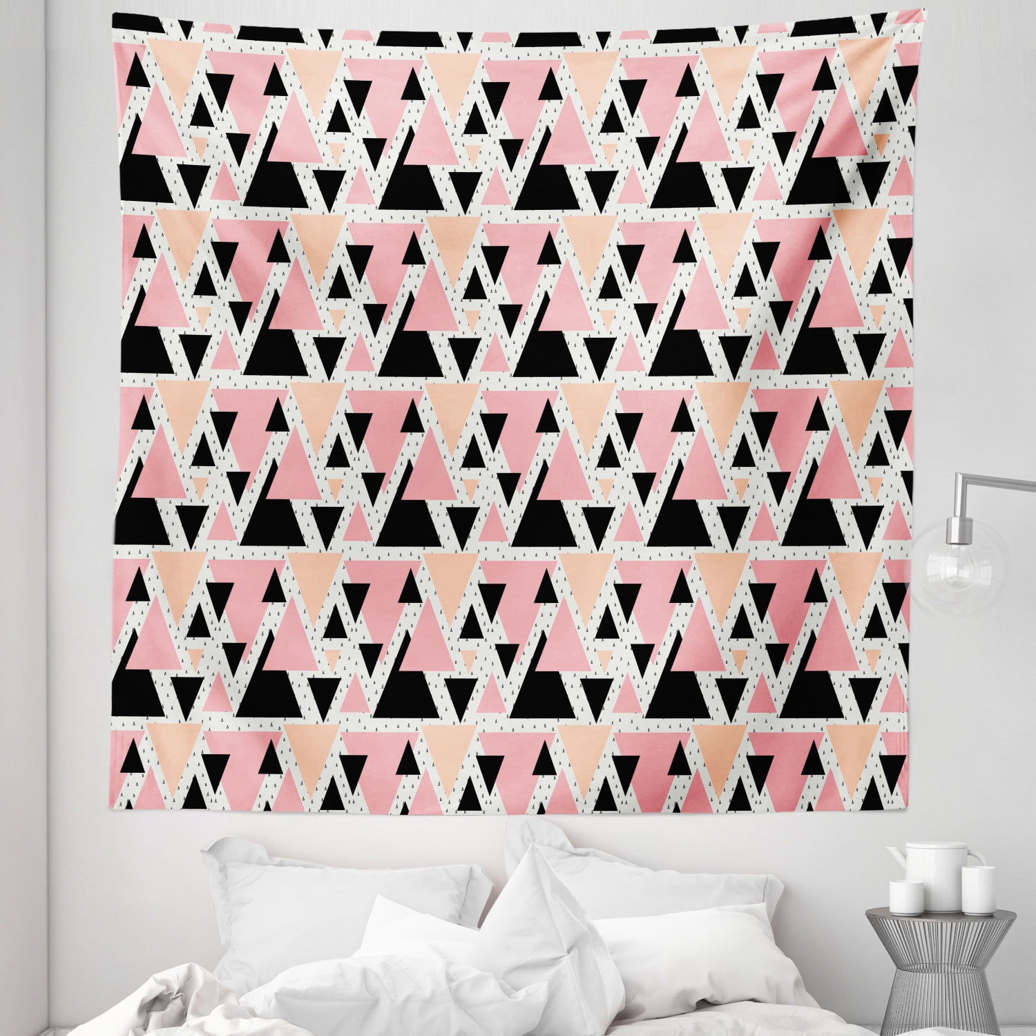 Geometric Tapestry, Modern Composition with Different Colored Triangles ...