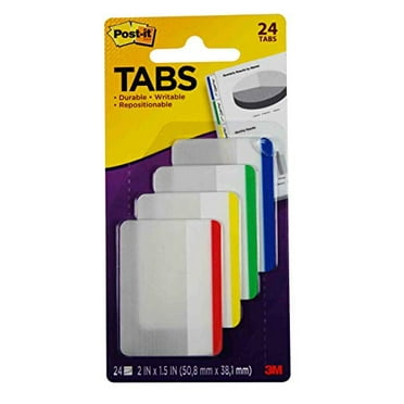 Post-it Tabs, 3 in. Solid, Assorted Colors, 6 Tabs/Color, 4 Colors, 24 ...