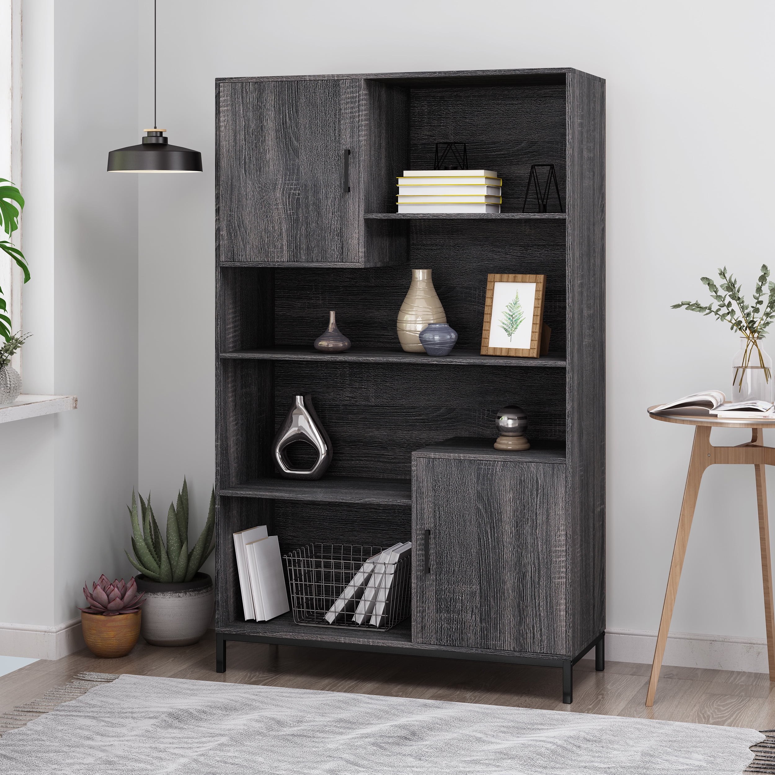 Noble House Lumiere Contemporary Faux Wood Cube Unit Bookcase, Dark ...