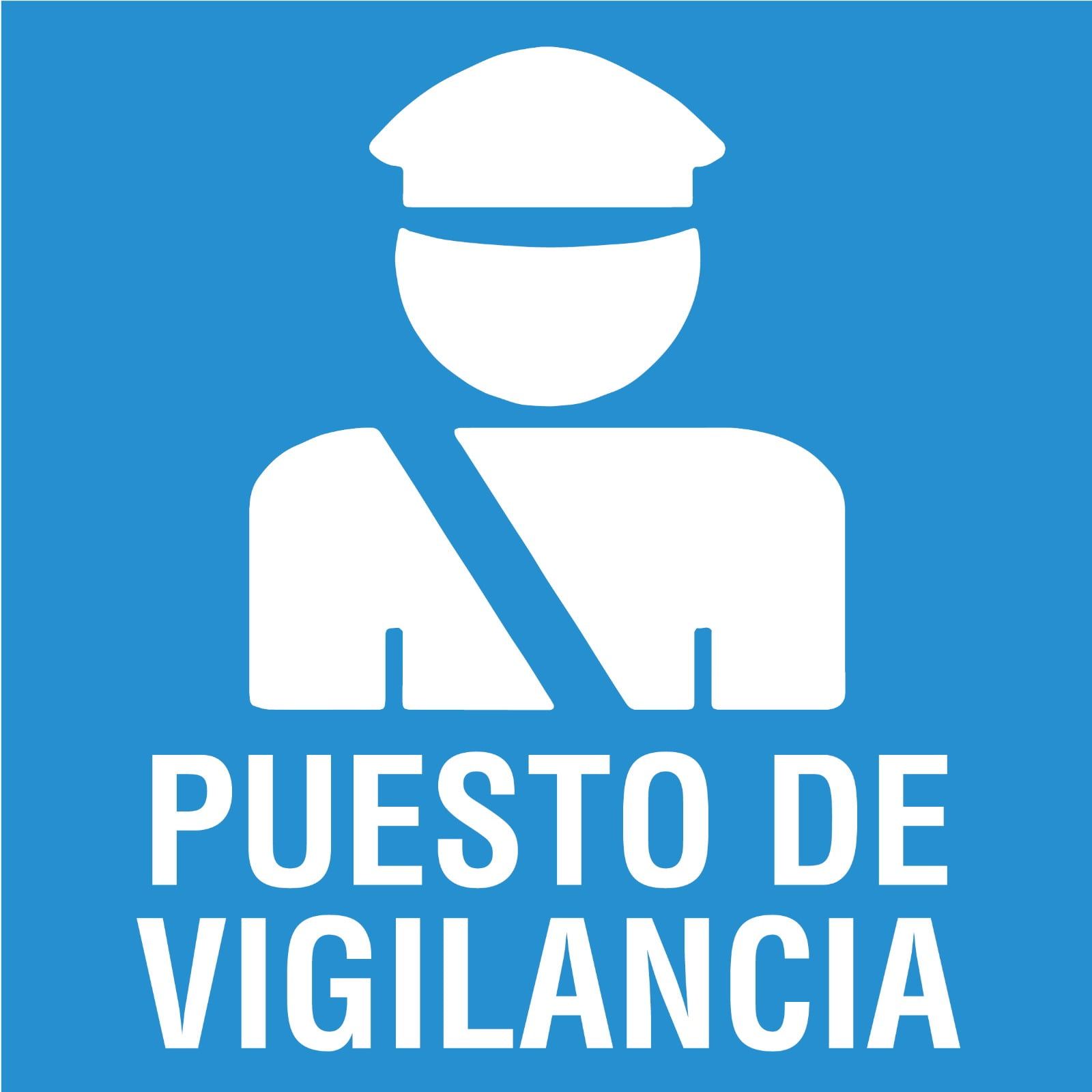 Señalamiento: "Puesto de vigilancia", azul y blanco. Impreso sobre ...