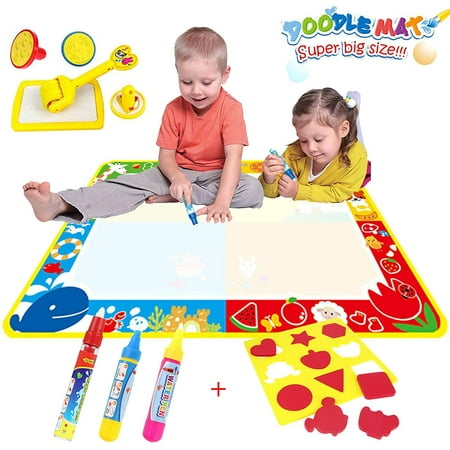 Toys for 2 year old girls boys Magic Water Doodle Mat/Water Drawing Painting Mat(100cm x 73cm ...