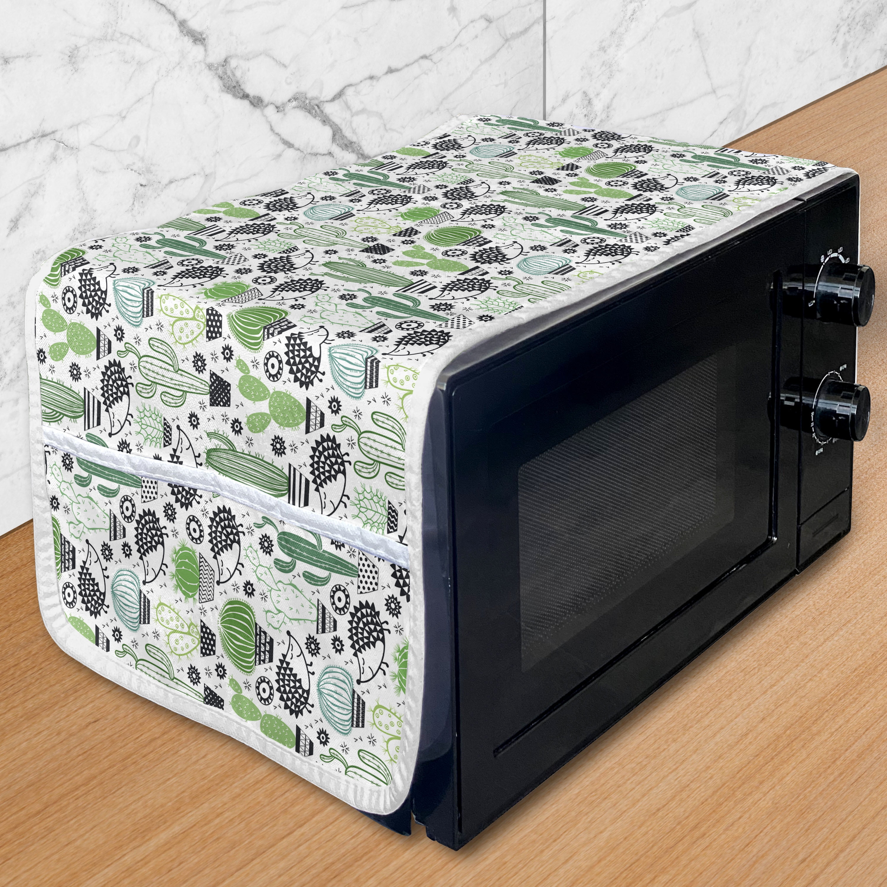 Cactus Microwave Oven Cover, Cartoon Style Inspired Drawing of Hedgehog ...