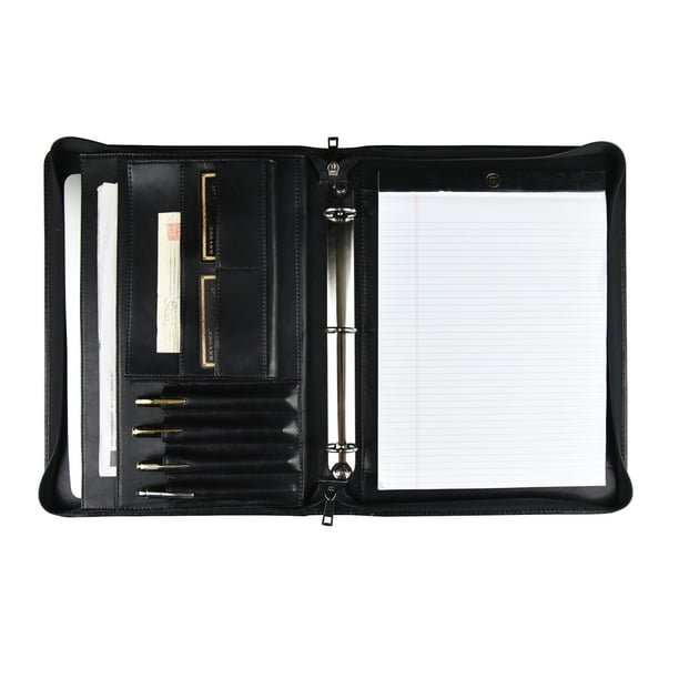AZXCG Portfolio 3 Rings, A4 Padfolio with Clipboard, Vegan Leather ...