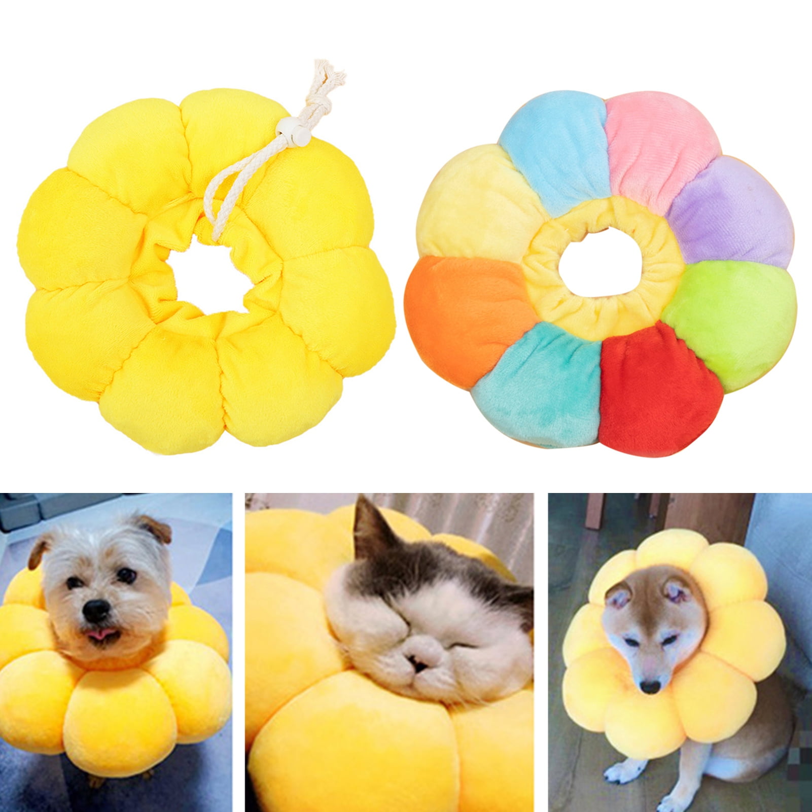 Happy Date Cat Recovery Collar - Cute Sun Flower Neck Cat Cones After ...