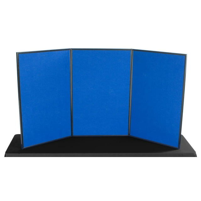 3-Panel Tabletop Display Board, 72 x 36 - Blue and Red Hook & Loop ...