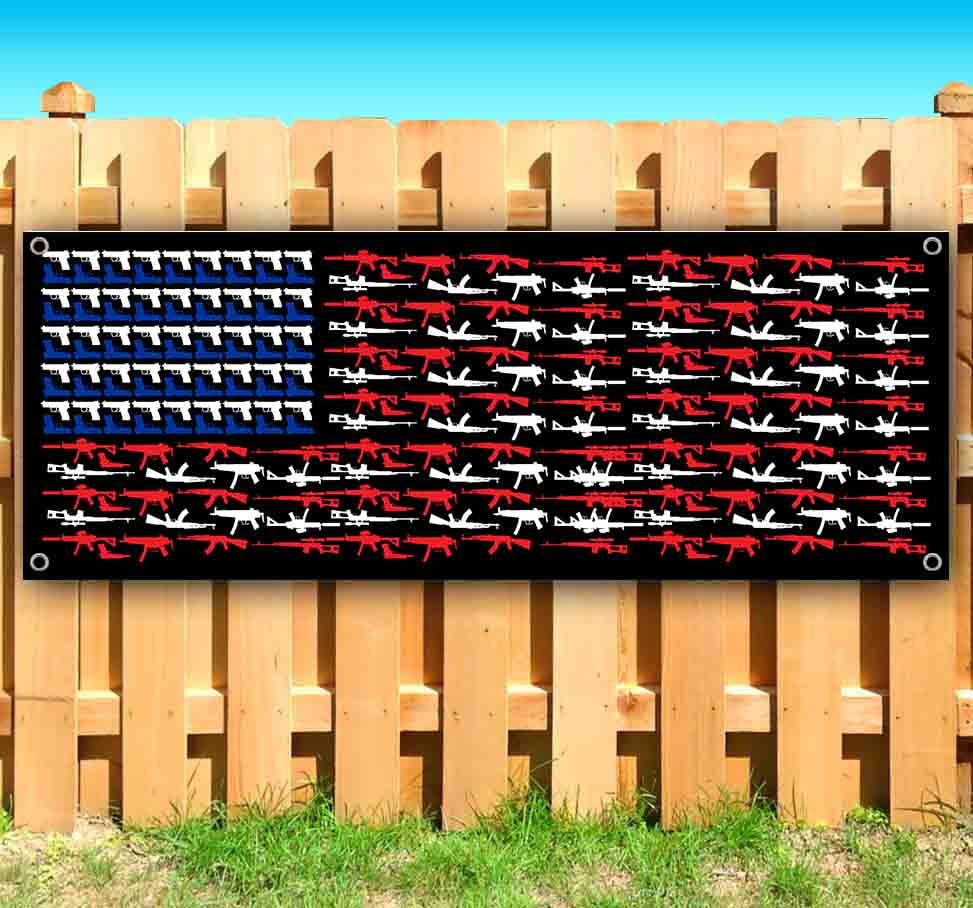 Gun Flag 13 oz Banner Heavy-Duty Vinyl Single-Sided With Metal Grommets ...