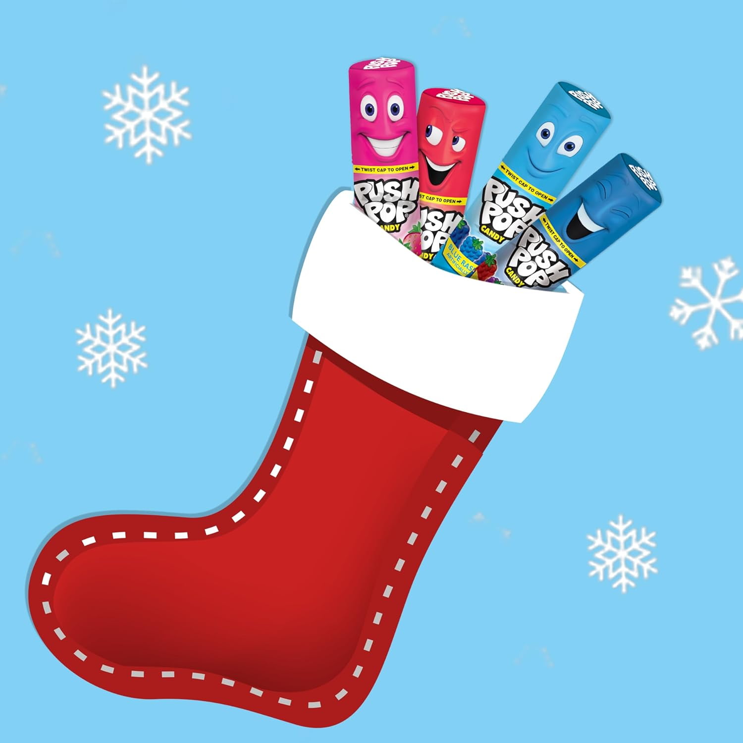 Bulk 24 Pack Push Pop Candy Assortment - Blue Raspberry, Watermelon ...