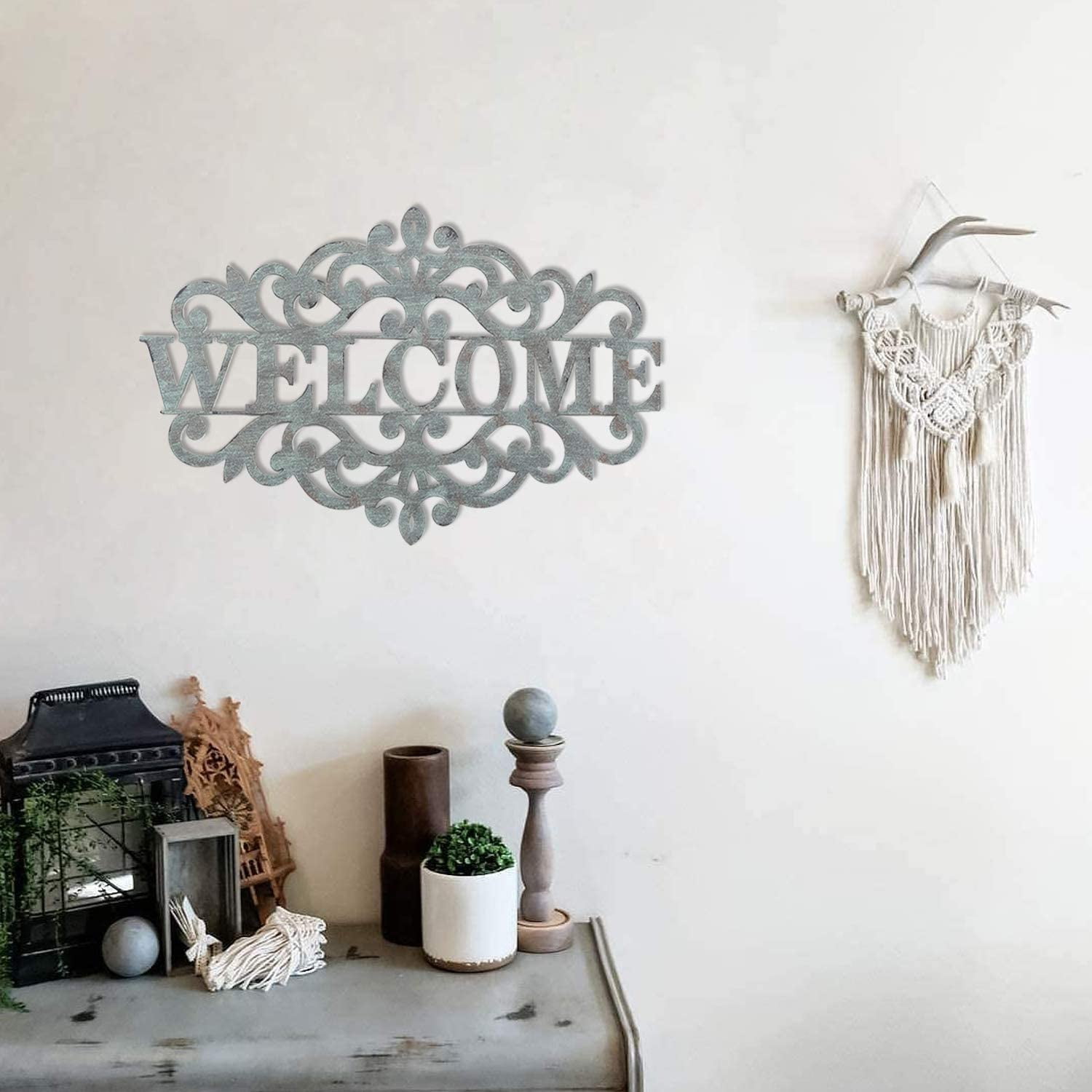 Joveco Metal Welcome Sign Cast Iron Welcome Sign Wall Decor - Walmart.com