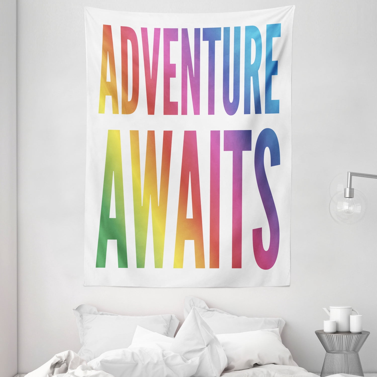 Adventure Awaits Tapestry, Contemporary Typographic Image of Lettering ...