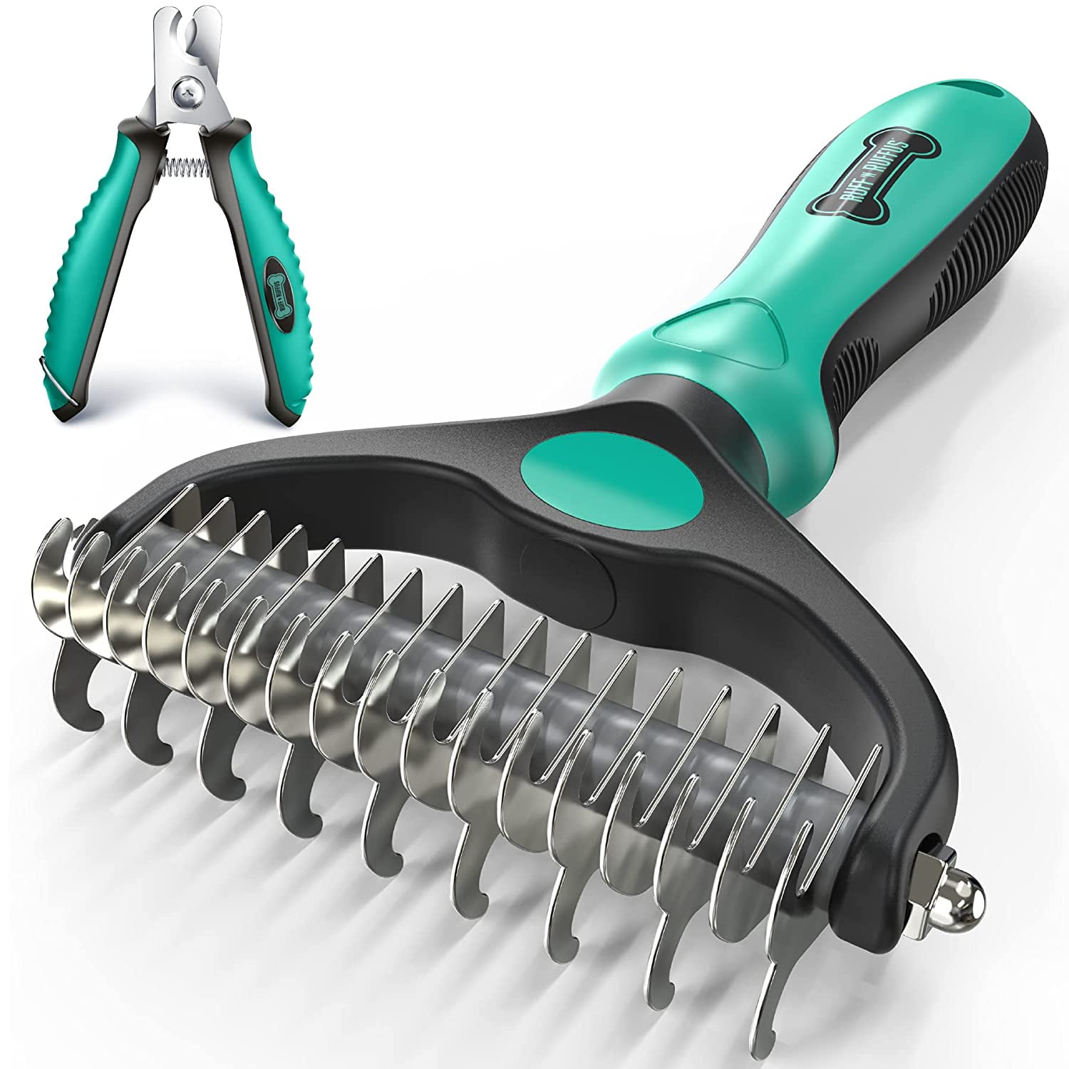 Ruff 'n Ruffus Double Sided Professional Grade Undercoat Pet Rake Brush ...