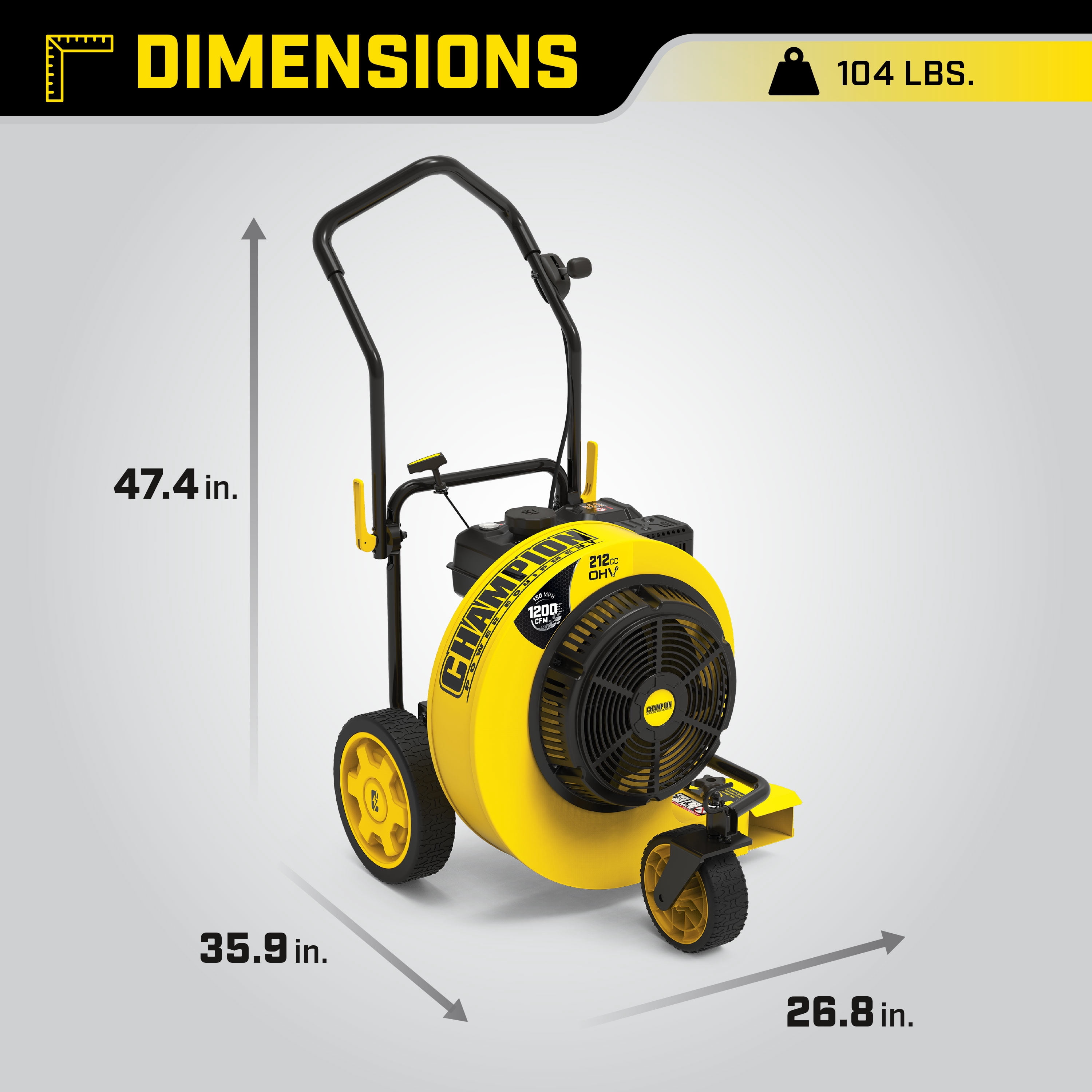Buy Champion Power Equipment 212cc 1200 CFM Walk Behind Leaf Blower ...