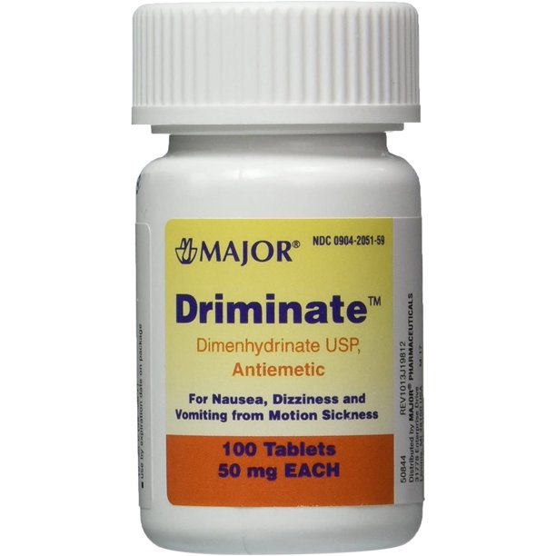 Driminate Generic for Dramamine Motion Sickness 50 mg Anti Nausea 100 ...