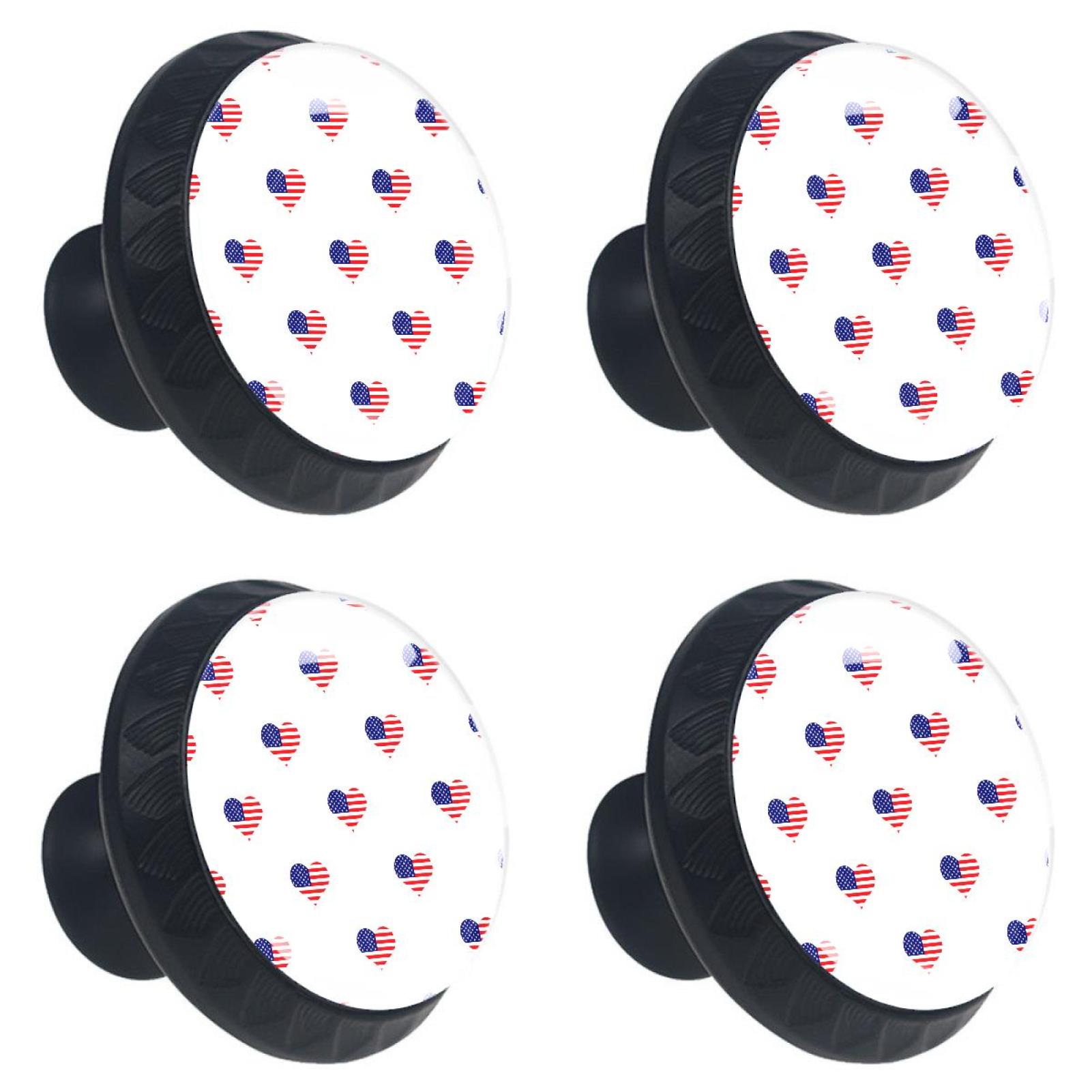 4 Pcs Love Heart USA Flag Knobs for Kitchen Cabinet Cupboard Dresser ...