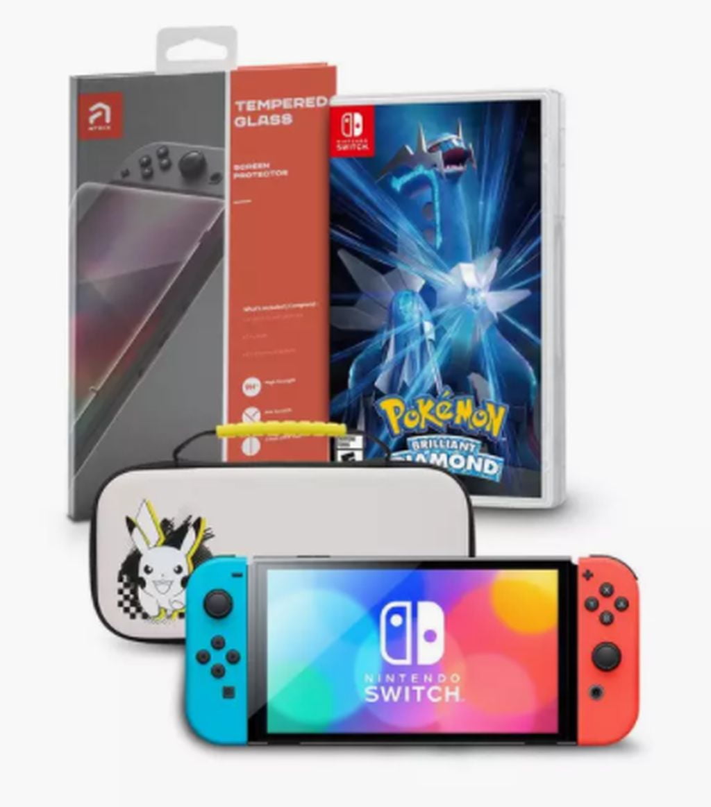 Nintendo Switch OLED Red and Blue with Pokemon Brilliant Diamond ...